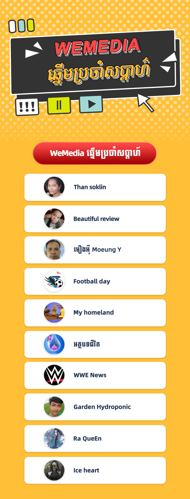 WeMedia ឆ្នើមប្រចាំសប្តាហ៍ទី១ ខែមិថុនា - TNAOT